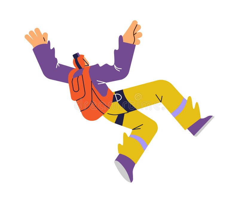 Jumping Human Character with Backpack on Back Flat Style Stock Vector ...