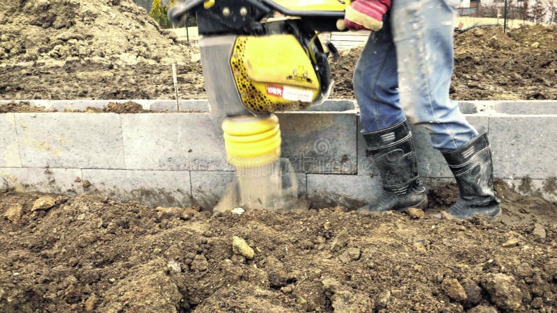 Jumping Jack Compactor. Vibratory Blower, Mechanical Jump Stock Video ...