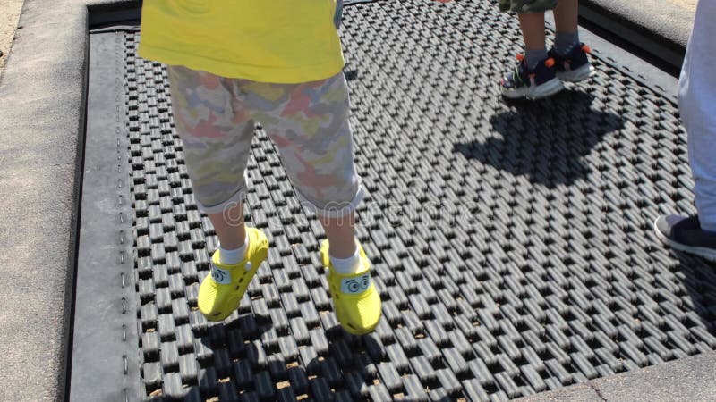 Jumping Kids, the Children are Jumping on the Trampoline, Shadow of ...