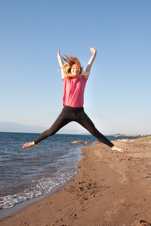 Jumping lady stock photo. Image of modern, friend, happy - 61804012