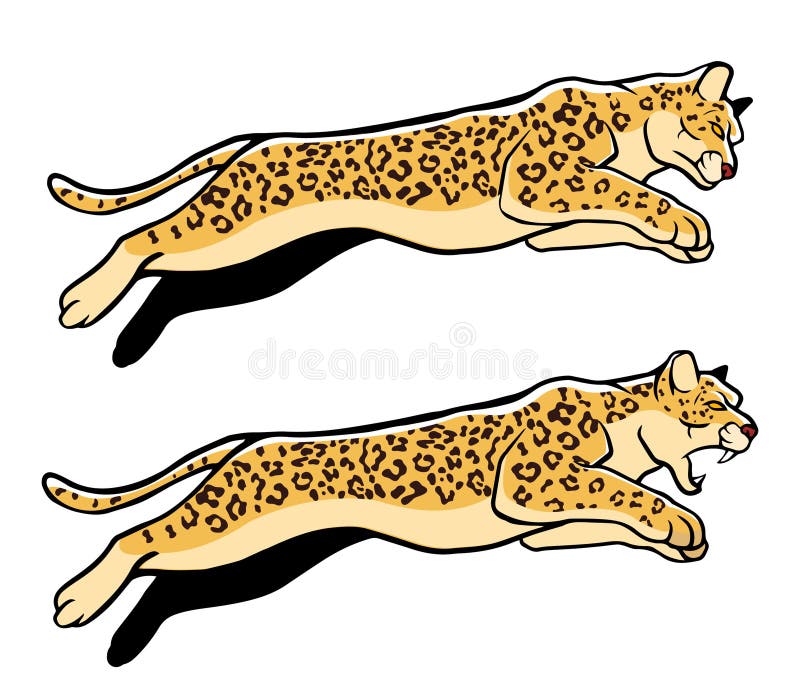 Jumping leopard mascot stock vector. Illustration of dangerous - 110888322