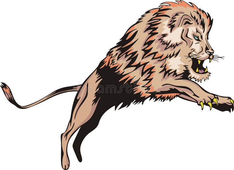 Jumping lion stock vector. Illustration of wildlife, animal - 17398420