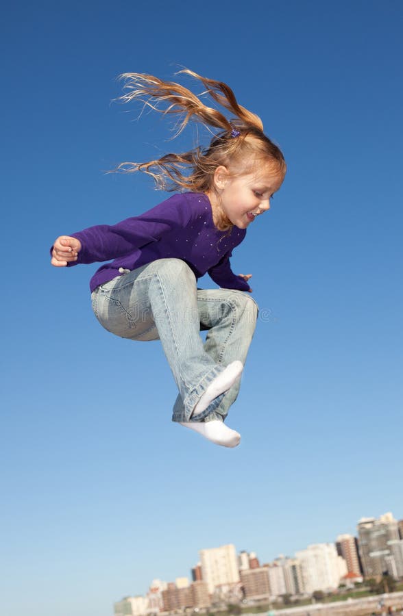 Happy Smiling Child Jumping Free Stock Photo - Image of leaping ...