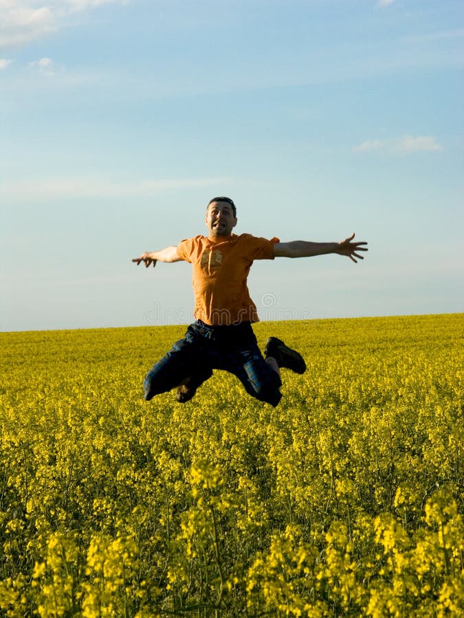 Jumping Man stock photo. Image of jumping, happiness, blooming - 2366708