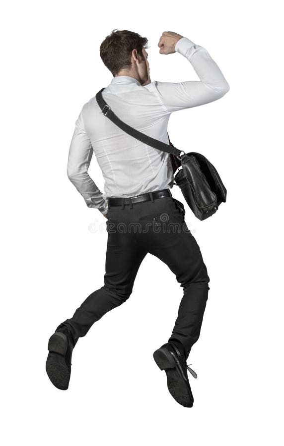 Jumping man back view stock image. Image of work, happiness - 122021033
