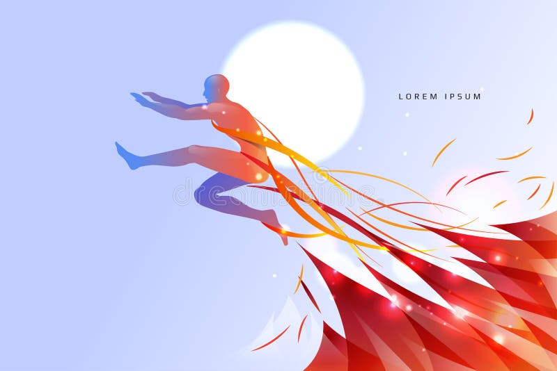 Jumping Man with Line Art Concept Stock Vector - Illustration of future ...