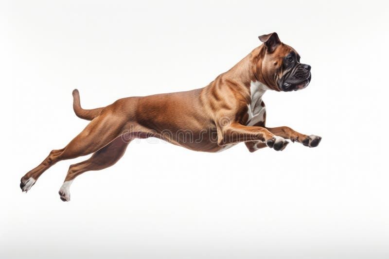 Jumping Moment, Boxer Dog on White Background Stock Illustration ...