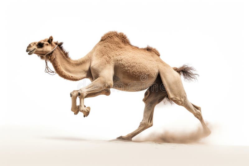 Jumping Moment, Camel on White Background Stock Illustration ...
