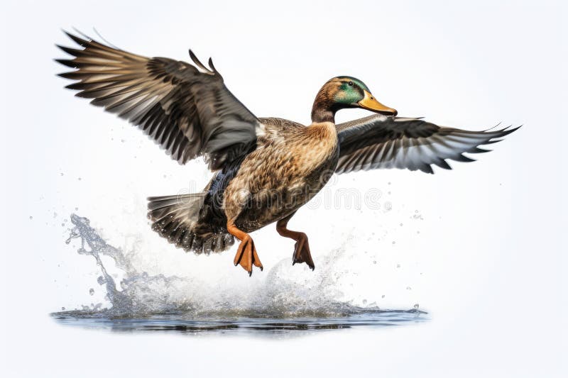Jumping Moment, Duck on White Background Stock Illustration ...
