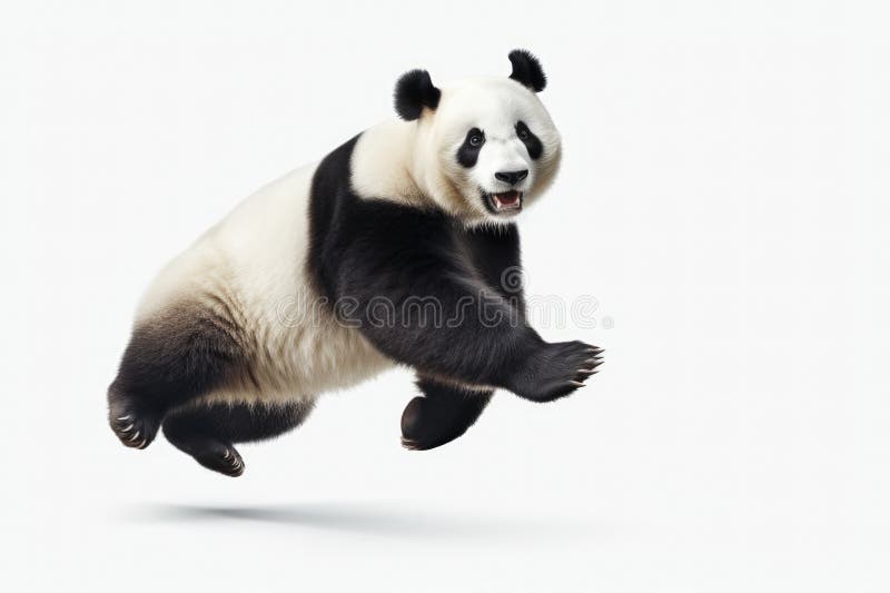 Jumping Moment, Panda on White Background Stock Illustration ...