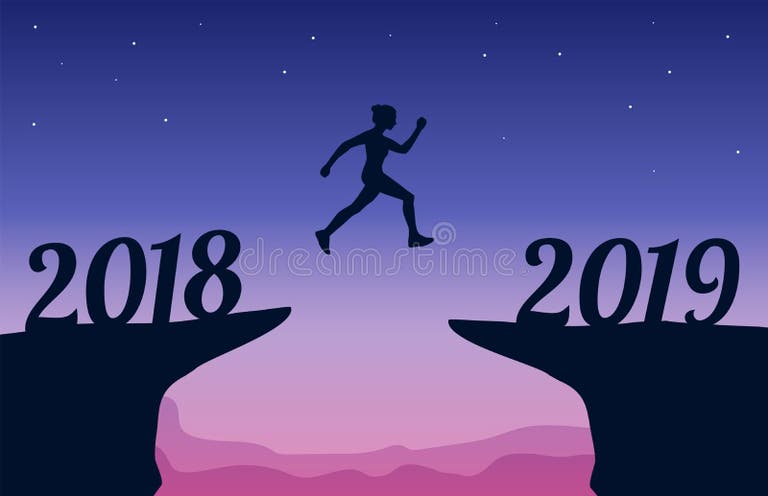Jumping between 2018 and 2019 New Year. New Year 2019 Concept. Vector ...