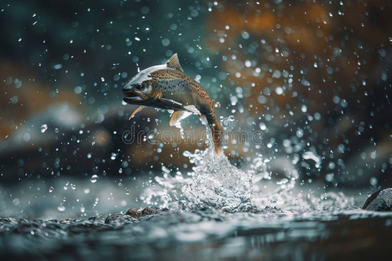Jumping Out from Water Fish in River Stock Photo - Image of dive, jump ...