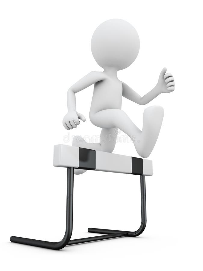 3d man jumping over hurdle stock illustration. Illustration of overcome ...