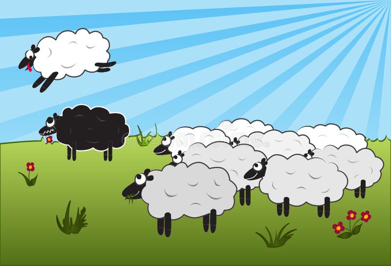 Jumping Over Black Sheep Picture. Image: 13819763