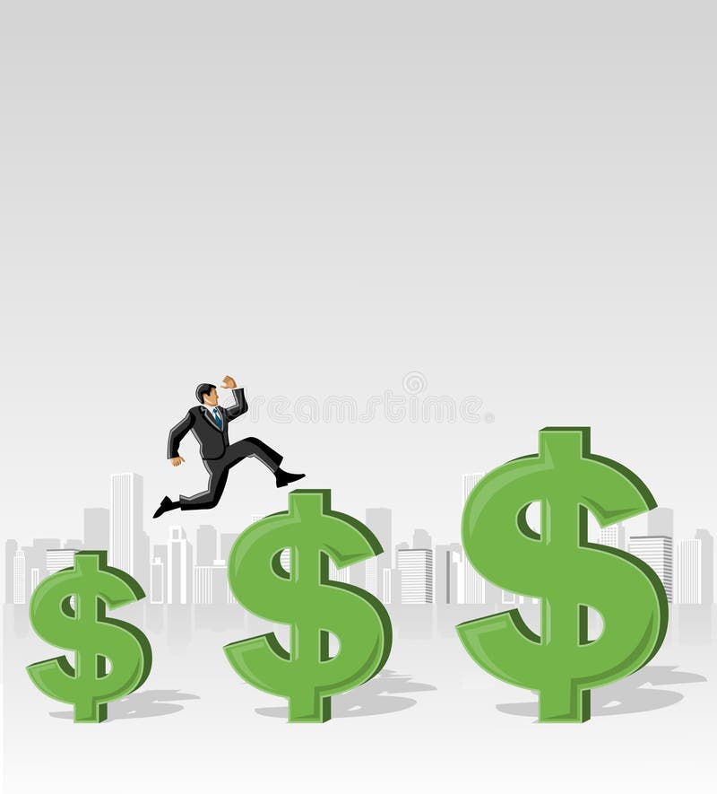 Jumping over money symbols stock vector. Illustration of business ...