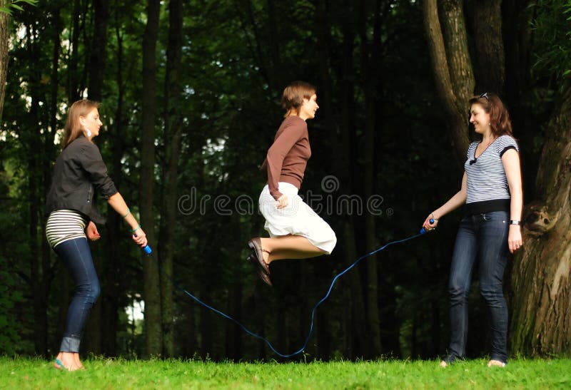 Jumping over the rope stock photo. Image of happy, relax - 11838298