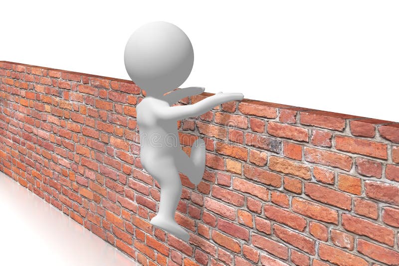 White Cartoon Character Banging Head Against the Wall - 3D Illustration ...