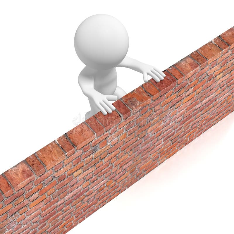 White Cartoon Character Banging Head Against the Wall - 3D Illustration ...