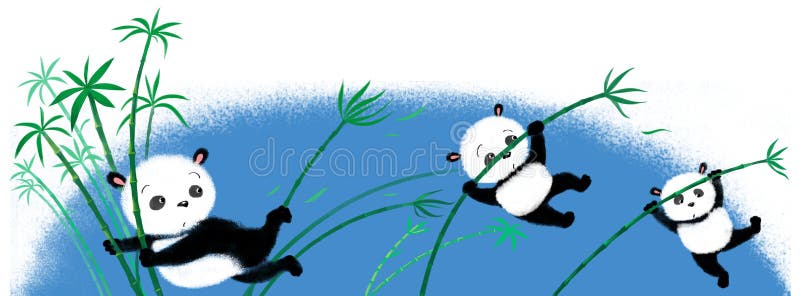Jumping Panda on bamboo stock illustration. Illustration of blow - 38717656
