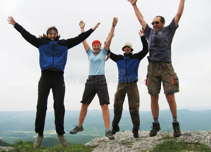 Jumping people stock image. Image of scenery, friends - 1904603