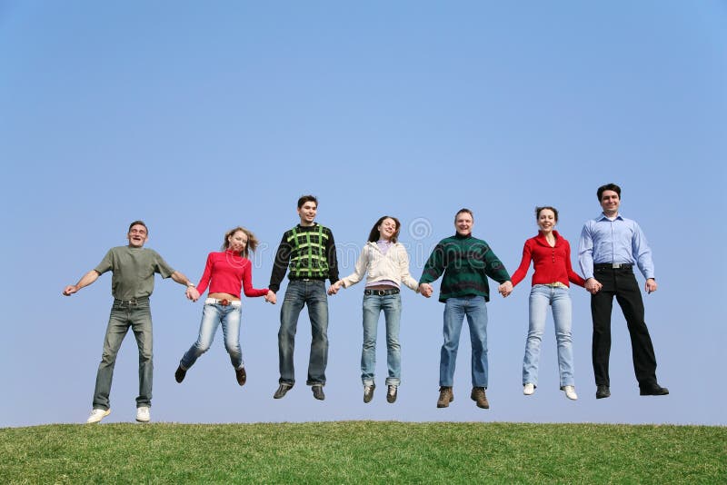Jumping people stock image. Image of nature, friendship - 2208873