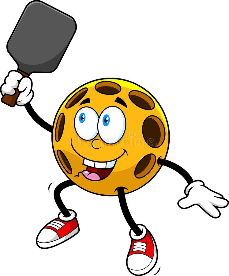 Jumping Pickleball Character Ready To Hit with Paddle Stock Vector ...