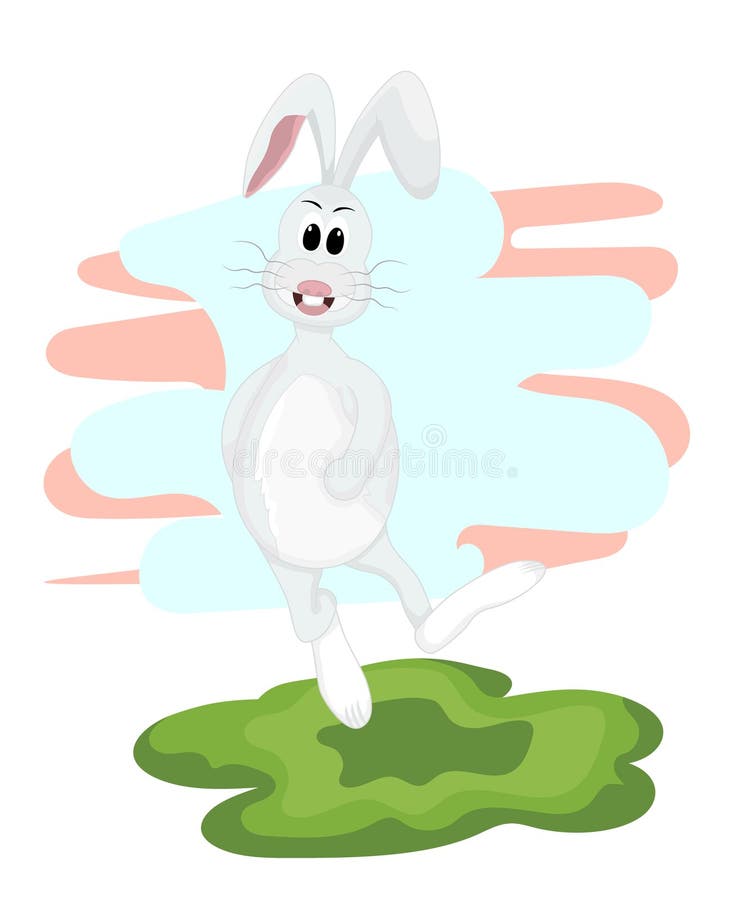 Cute rabbit sit on grass stock vector. Illustration of graphic - 42196264
