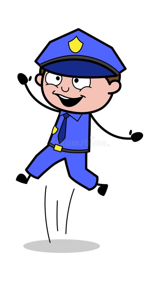 Jumping - Retro Cop Policeman Vector Illustration Stock Illustration ...