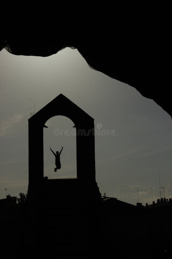 Jumping in the shadow stock image. Image of people, jump - 230372003