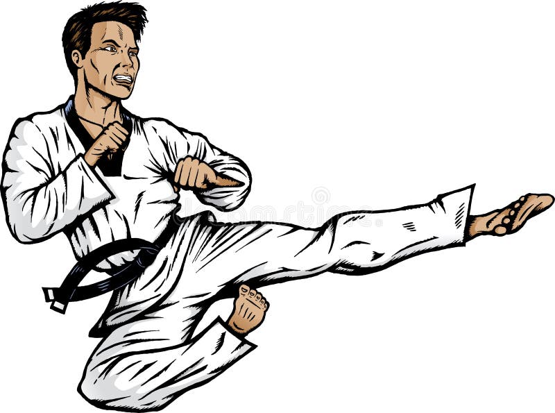Jumping side kick stock illustration. Illustration of strike - 8568782