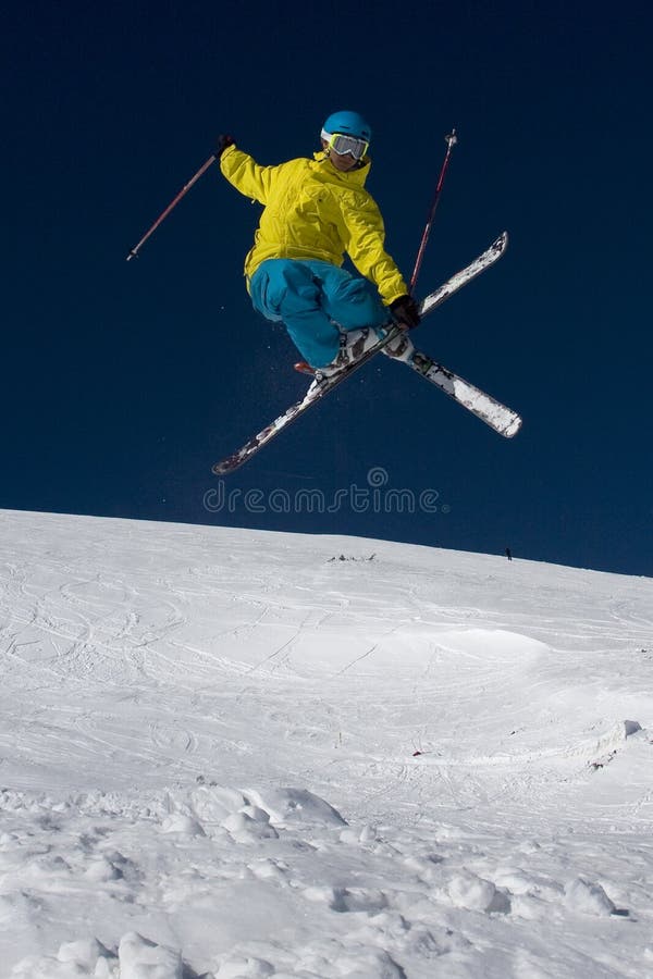 Jumping skier stock image. Image of action, jump, country - 13605673
