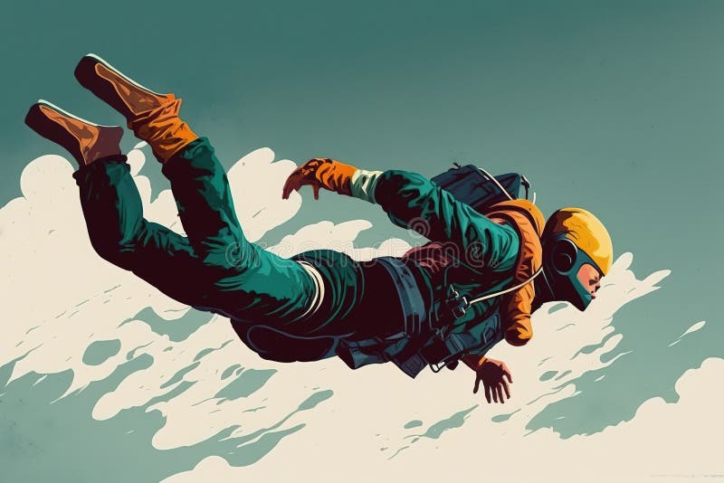 Jumping from the Sky for Sky Diving Stock Illustration - Illustration ...