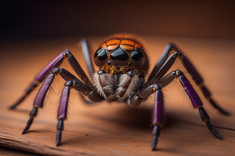 Jumping Spider Closeup on Solid Color Background, Copyspace. Ai ...