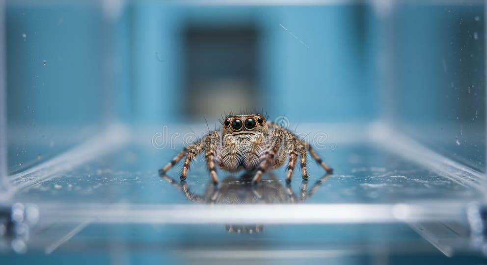 Jumping Spider in Enclosure a Closeup of a Jumping Spider Inside a ...