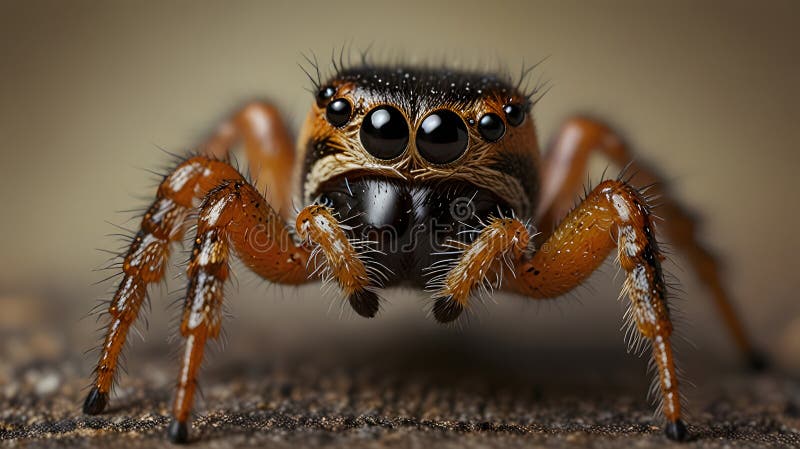 A Jumping Spider in High-resolution Macro Shot on Side View Light ...