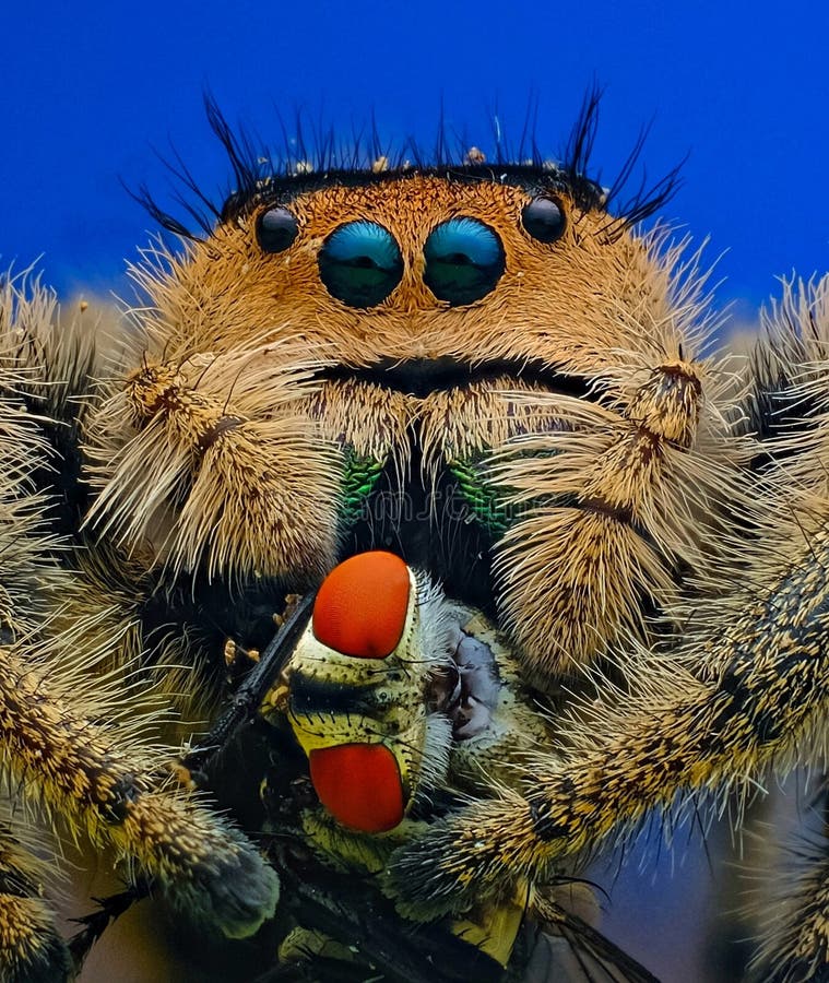The Jumping Spider with Prey Stock Photo - Image of jumping, nature ...
