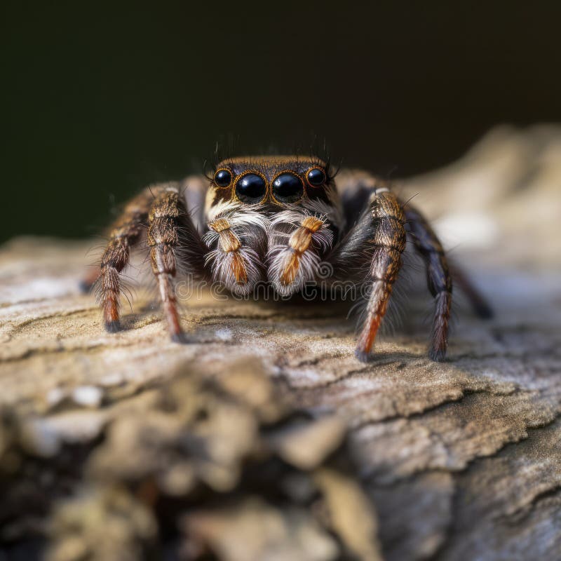 Jumping Spider Sitting on a Log Stock Photo - Image of brown, garden ...