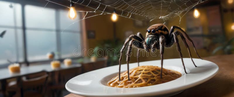 Jumping Spider on Spaghetti in a Diner Stock Image - Image of eerie ...