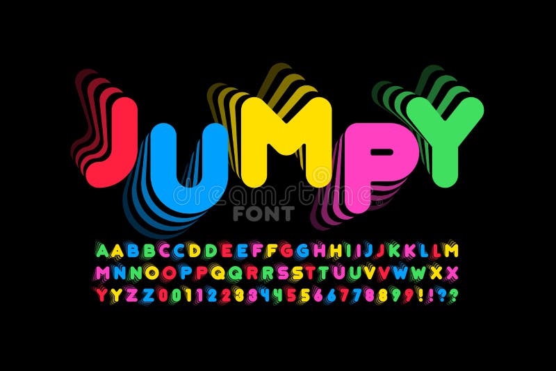 Jumping letters style font stock vector. Illustration of play - 245028047