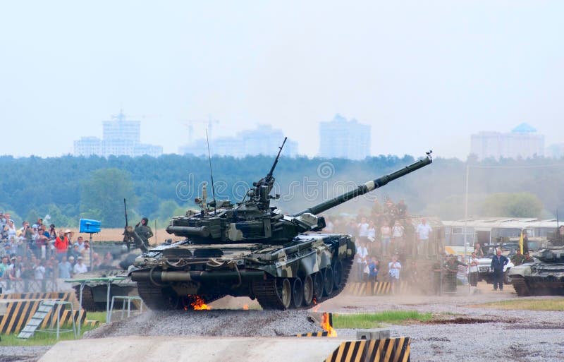 Jumping tank stock image. Image of armed, russian, green - 10119697