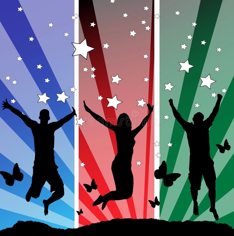 Jumping Teens Vector Illustration Stock Vector - Illustration of ...