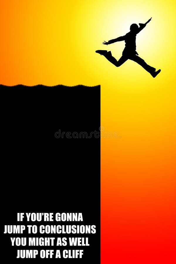Jumping to conclusions stock illustration. Illustration of facts - 61034356