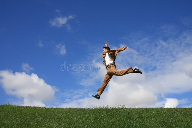 Business Man Running Towards Succes Stock Photo - Image of friendly ...
