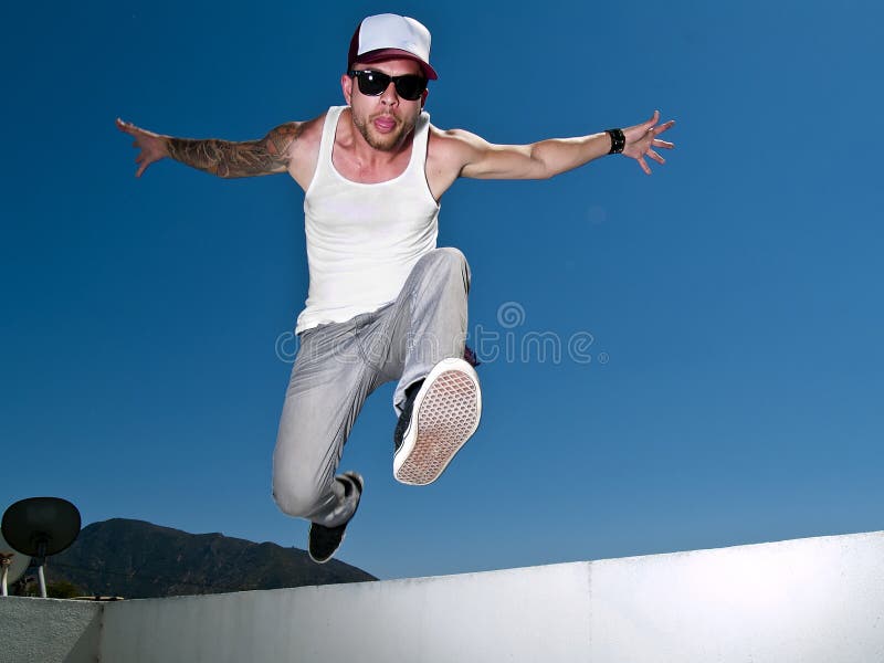 Jumping towards the viewer stock image. Image of dangerous - 20240011