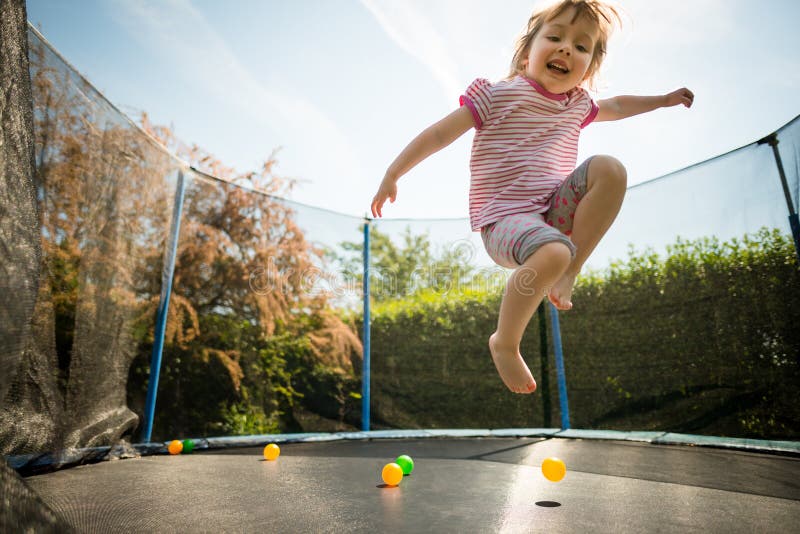 Jumping trampoline stock image. Image of little, safety - 92334853