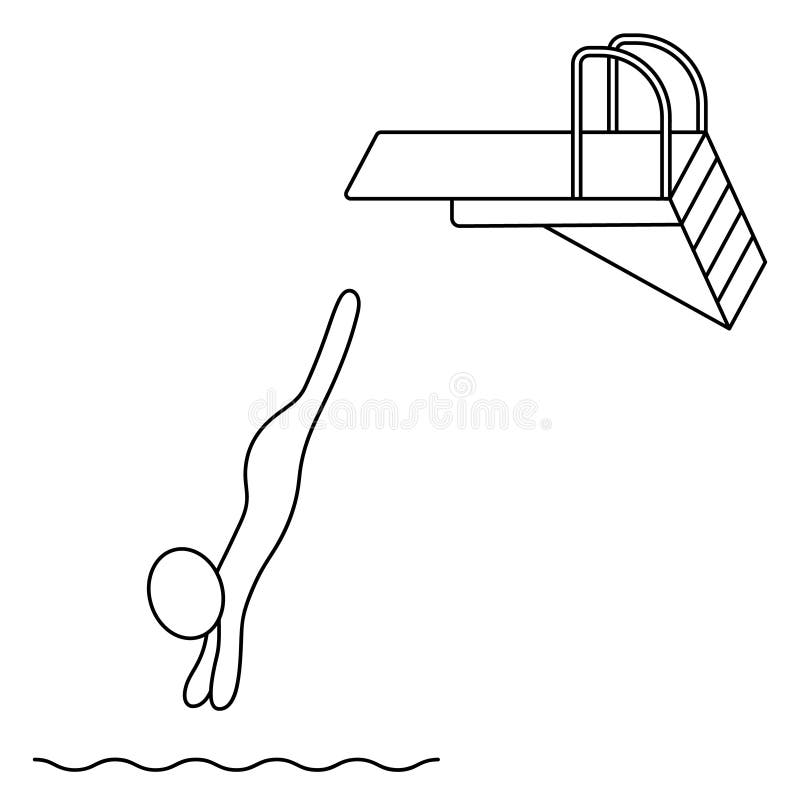 Jumping into the Water from a Springboard. the Athlete Jumps from the ...