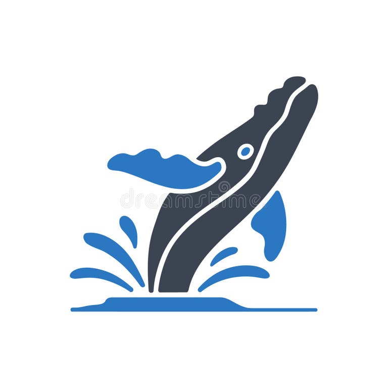 Jumping Whale Splash Icon stock vector. Illustration of mammal - 384694635