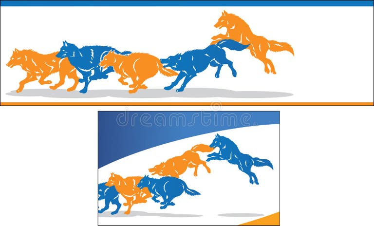 Jumping wolves stock vector. Illustration of running - 37191778