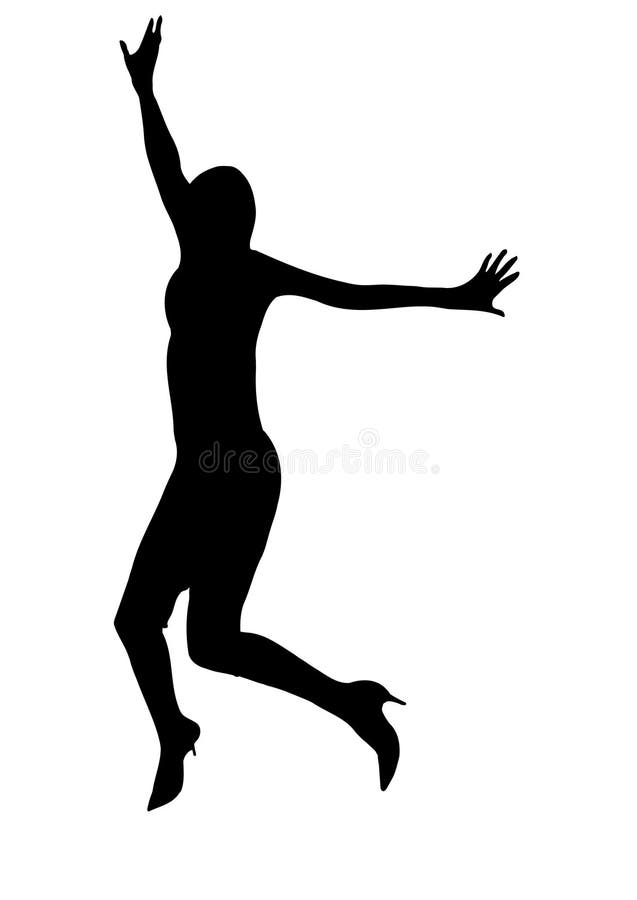 Jumping woman outlines stock vector. Illustration of action - 6970713