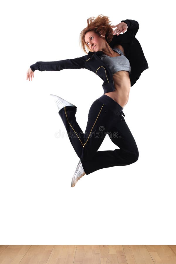 Jumping Woman Modern Ballet Dancer Stock Image - Image of jumping ...